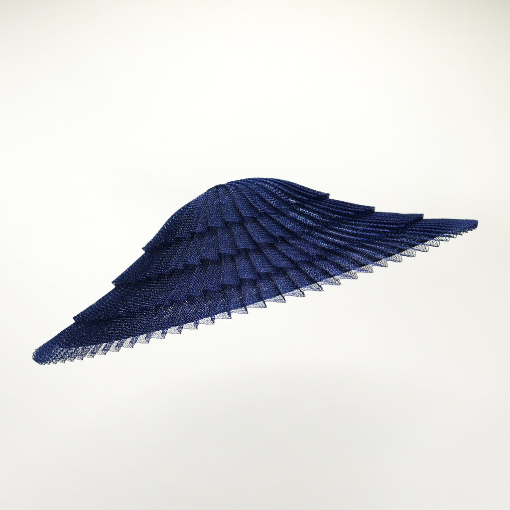 Navy Blue Pleated 1950s Pyramid Hat - Genevieve Rose Atelier