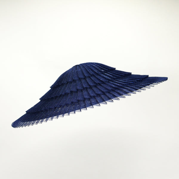 Navy Blue Pleated 1950s Pyramid Hat - Genevieve Rose Atelier