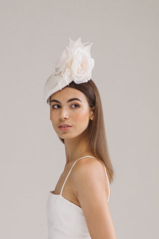 Amina: Ivory Velvet Petal Headpiece – Genevieve Rose Atelier