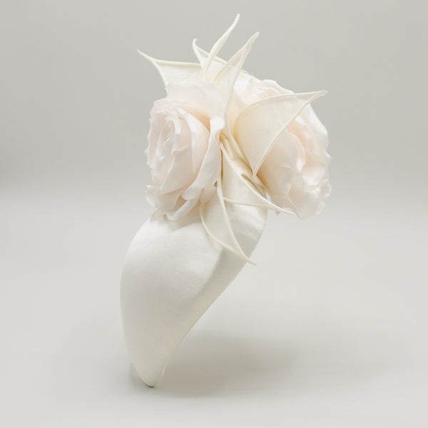 Silk Bridal Headpiece with Roses - Genevieve Rose Atelier