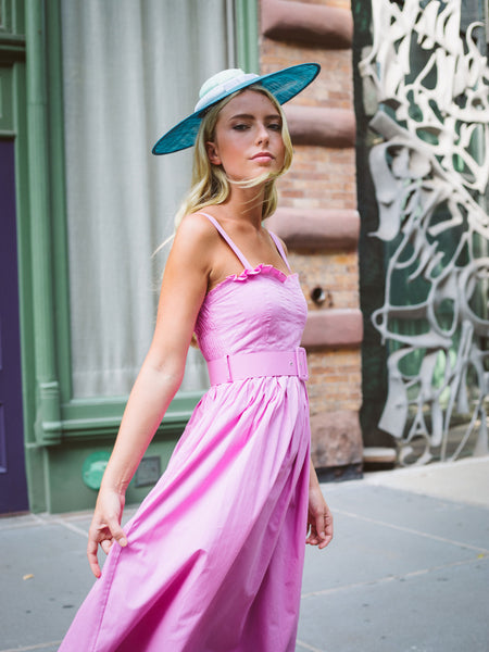 Whirlaway Mint and Teal Pyramid Derby Hat - Genevieve Rose Atelier