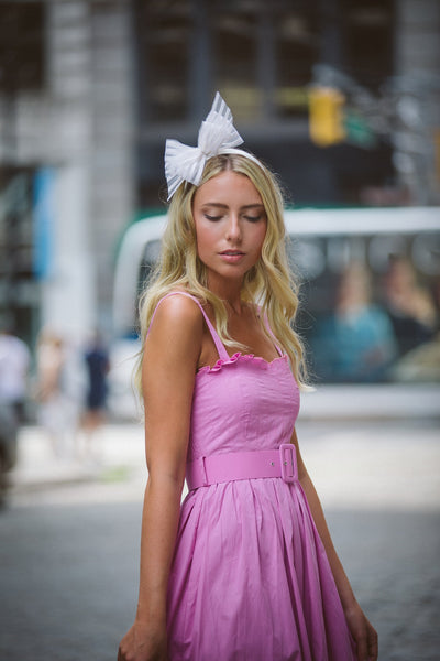Ferdinand: White Stripe Organza Bow Headband – Genevieve Rose Atelier